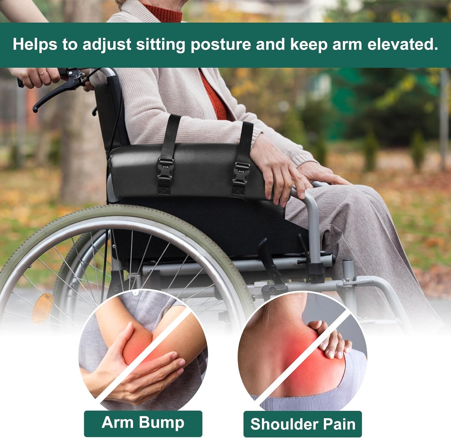 16''L Lateral Support for Wheelchair Armrest Pads Cushions, Arm Trough ...