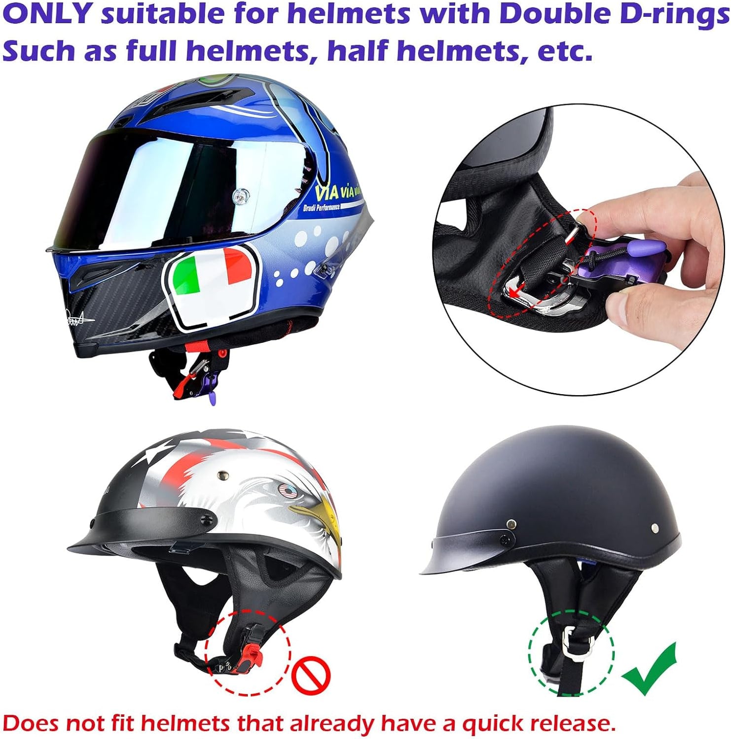 Motorcycle Helmet Quick Release Buckle Kit, Stainless Steel Motorcycle ...