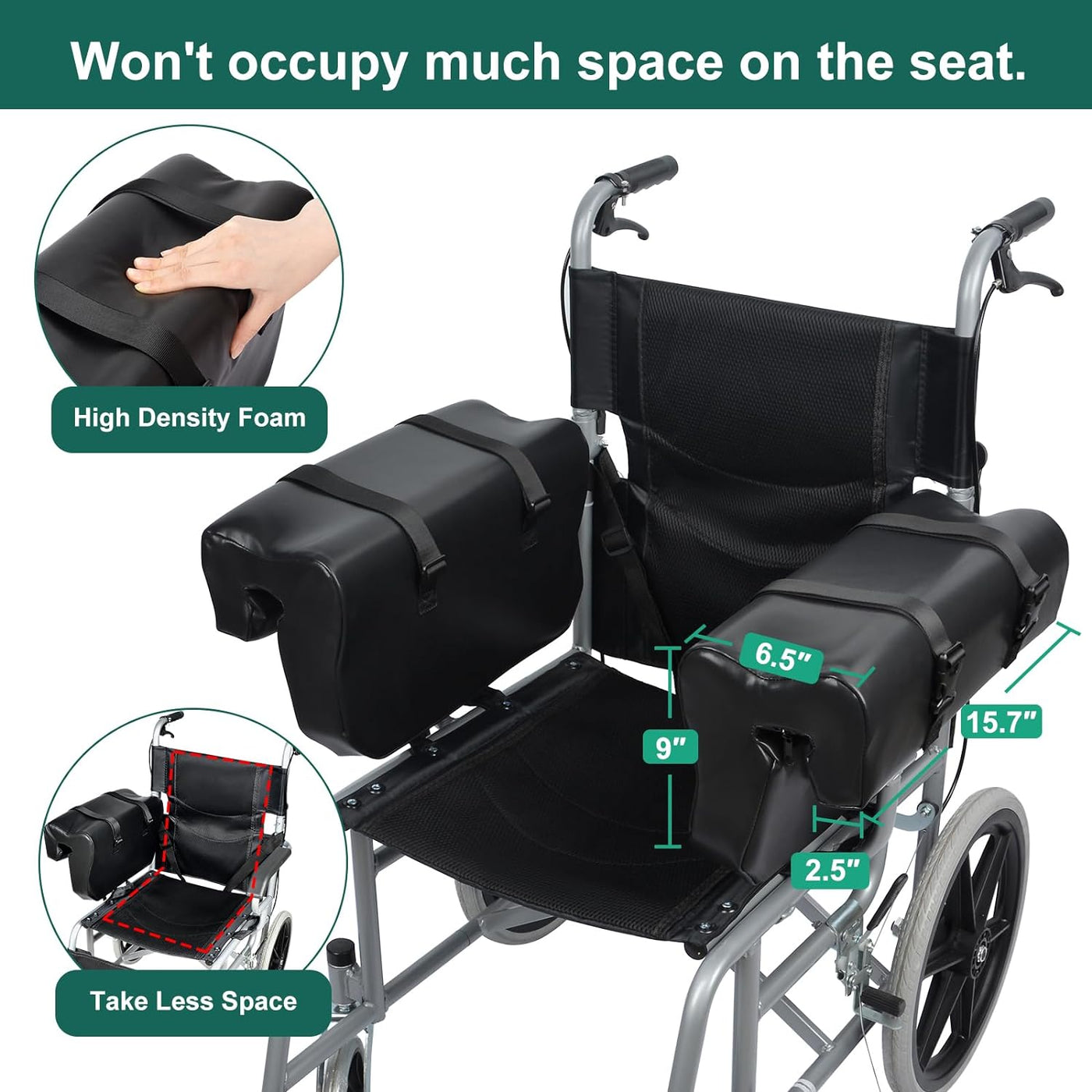 16''L Lateral Support for Wheelchair Armrest Pads Cushions, Arm Trough ...