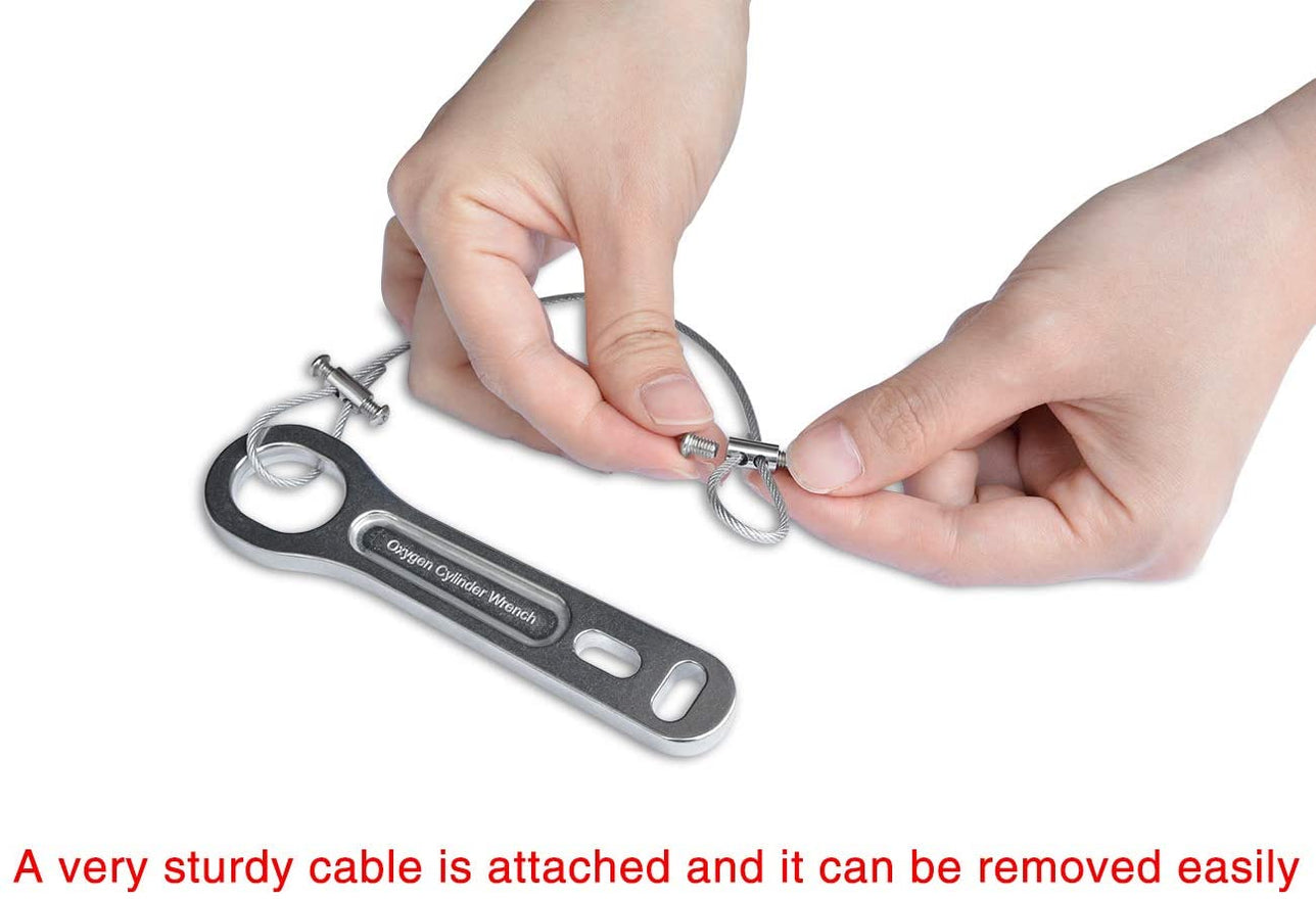 Small Metal Oxygen Cylinder Tank Wrench | O2 Key with Lanyard Cable Ch ...