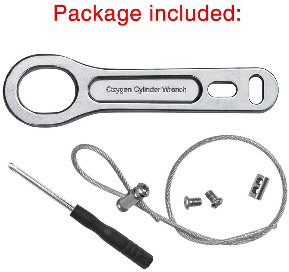 Small Metal Oxygen Cylinder Tank Wrench | O2 Key with Lanyard Cable Ch ...